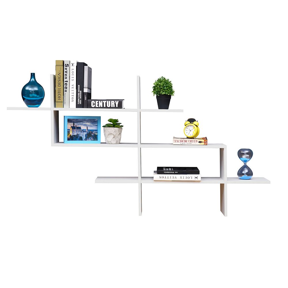 3-tier Wall Mount Floating Ladder Accent Shelf With Criss Cross ...