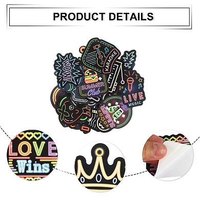50pcs Neon Stickers Kit Graffiti Vinyl Stickers Neon Cute Mix And Match ...