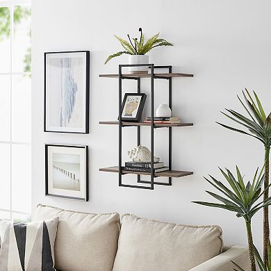 Antigua Crossed Double Rectangle 3-tier Shelf Unit