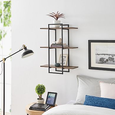 Antigua Crossed Double Rectangle 3-tier Shelf Unit