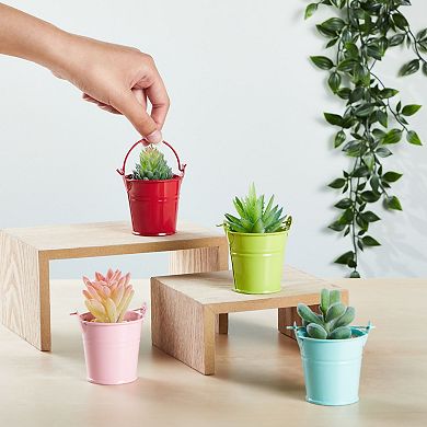 24 Pack Mini Metal Buckets For Crafts, 2" Tin Pails For Party Favors, 4 ...