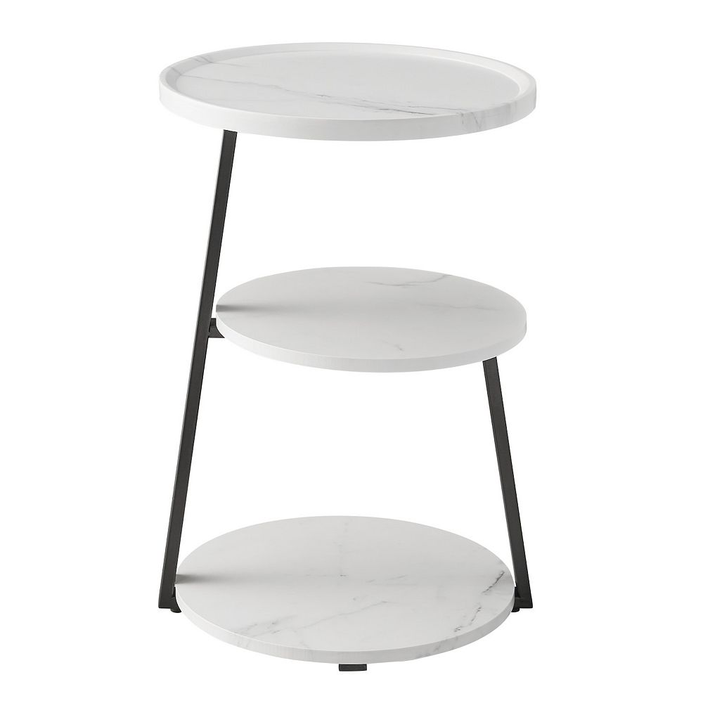 Skylar Round 3-tier Side Accent Table With Raised Lip Edge Tabletop And ...