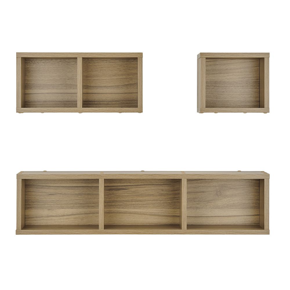 Bauhaus Floating Geometric Modular Cubby Wall Shelves - Set Of 3 Sizes