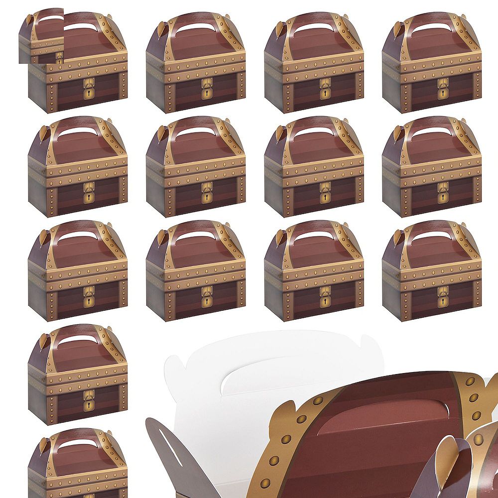 24 Pack Pirate Treasure Chest Design Treat Boxes, 6.25 x 3.6 x 3.5 In