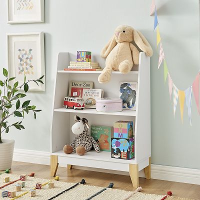 Steiner White 3 tier Kids Freestanding Bookshelf With Contrasting Wood toned Legs