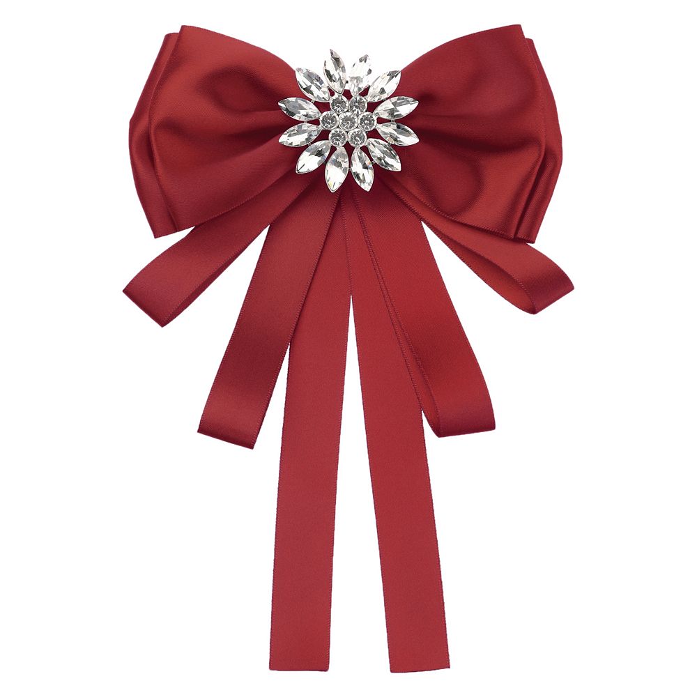 Women's Prom Bowknot Bow Tie Rhinestone Ribbon Bow Brooch For Shirt Dress