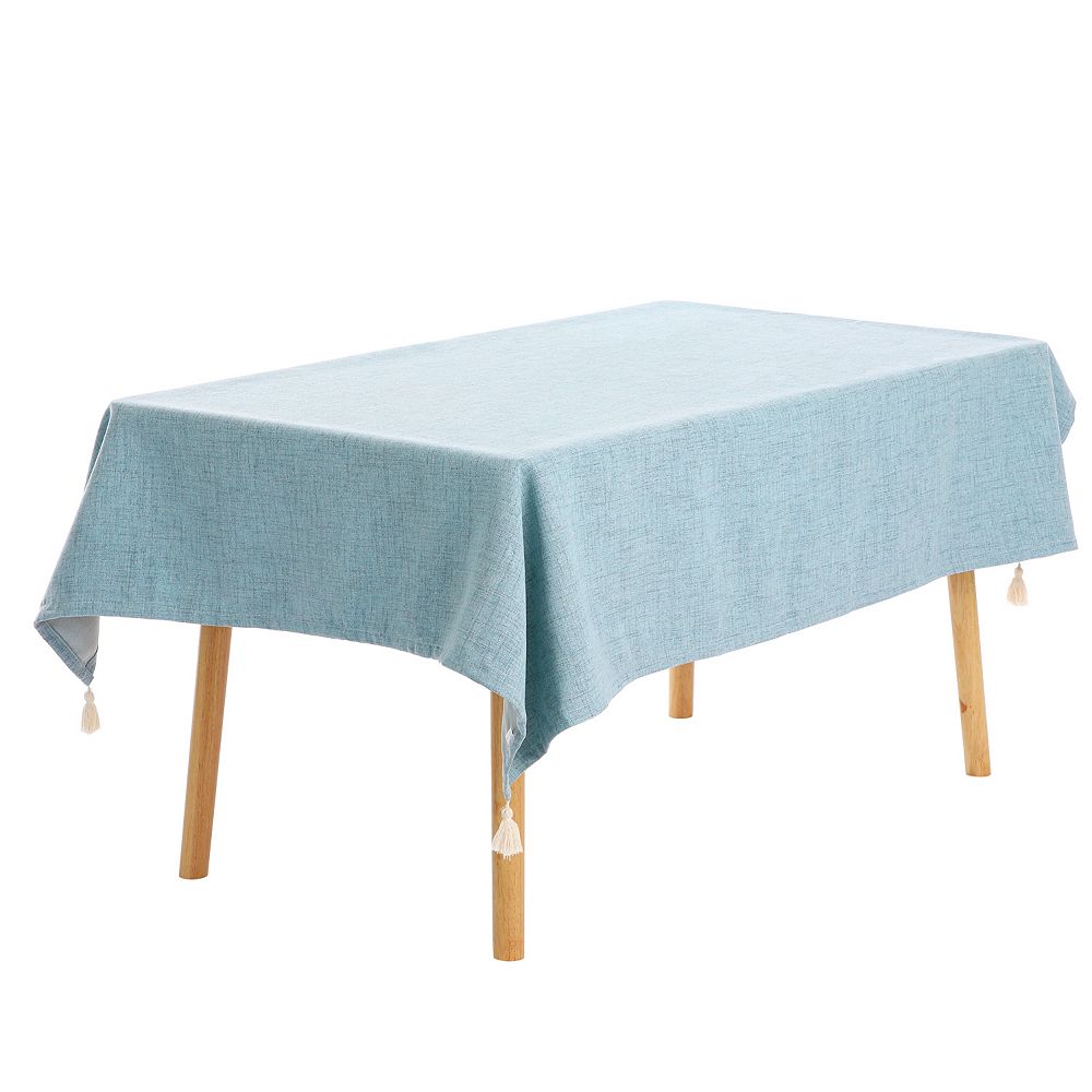 Tassels Wrinkle-resistant Washable Cotton Linen Tablecloth 1 Pc 47" X 47"