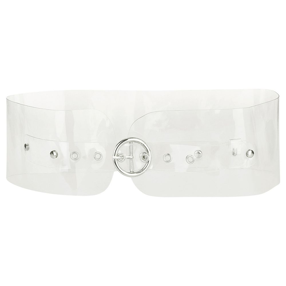 Women Clear Waist Belts, Wide Transparent Round Buckle Waistband Belt ...