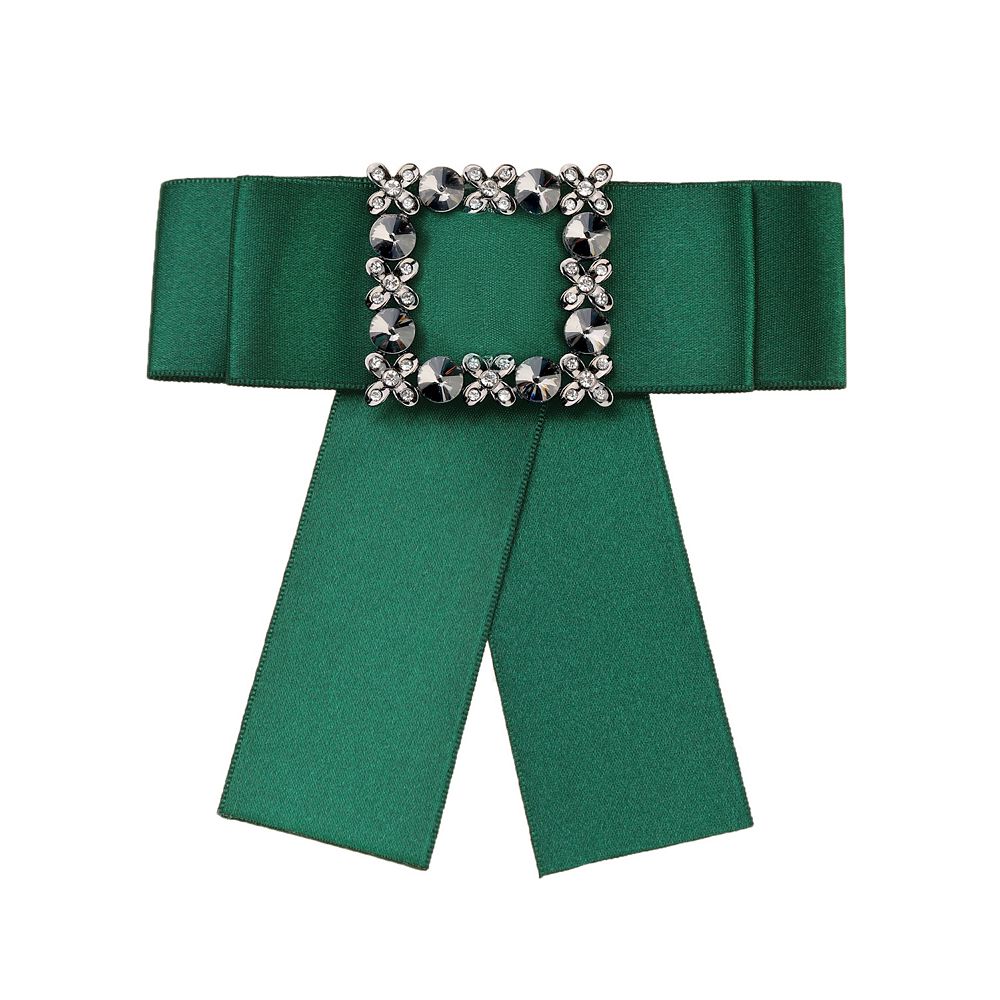 Women's Large Solid Color Bow Square Rhinestone Collar Brooch Ties For ...