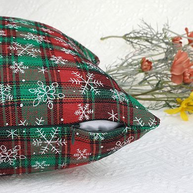 Set of 2 Festive Plaid Snowflake Throw Pillow Covers Tartan Scottish ...