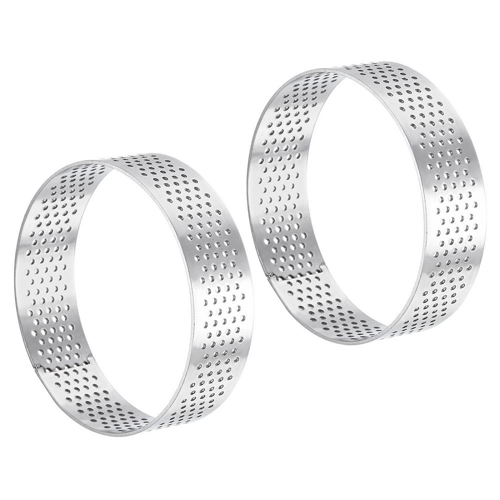 2pcs Stainless Steel Circular Cake Rings 2.7" Perforated Cake Mousse ...