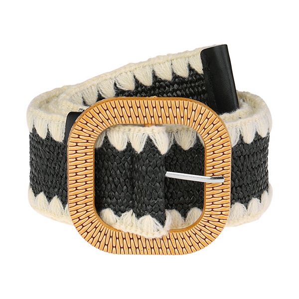 Women's Straw Woven Belt Elastic Stretch Wide Waist Belt Boho Braided ...