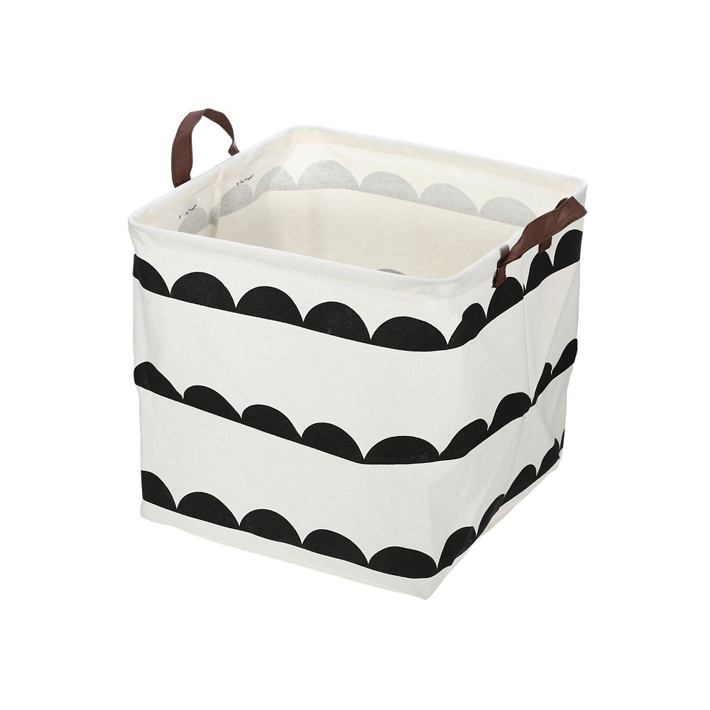 1 Pcs 30l Foldable Square Laundry Basket For Laundry Room Black White ...