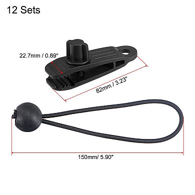 6 Inch Ball Elastic Cord With Tarp Clamps Kit 12 Pack