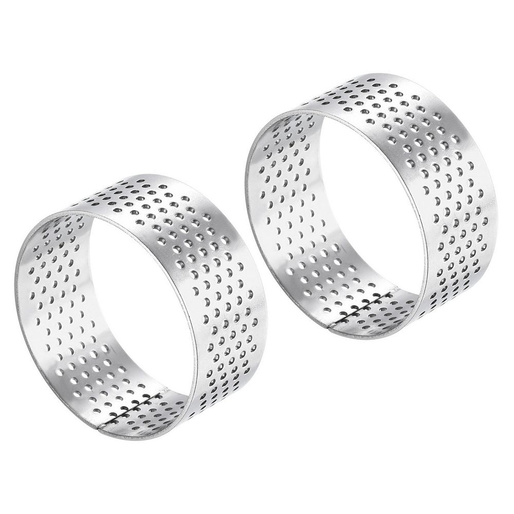 2pcs Stainless Steel Circular Cake Rings 1.7" Perforated Cake Mousse ...