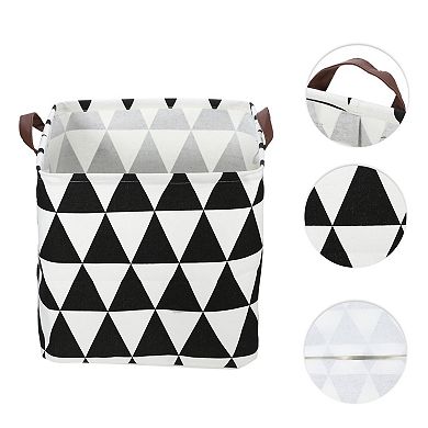 1 Pcs 30l Foldable Square Laundry Basket For Laundry Room Black White ...