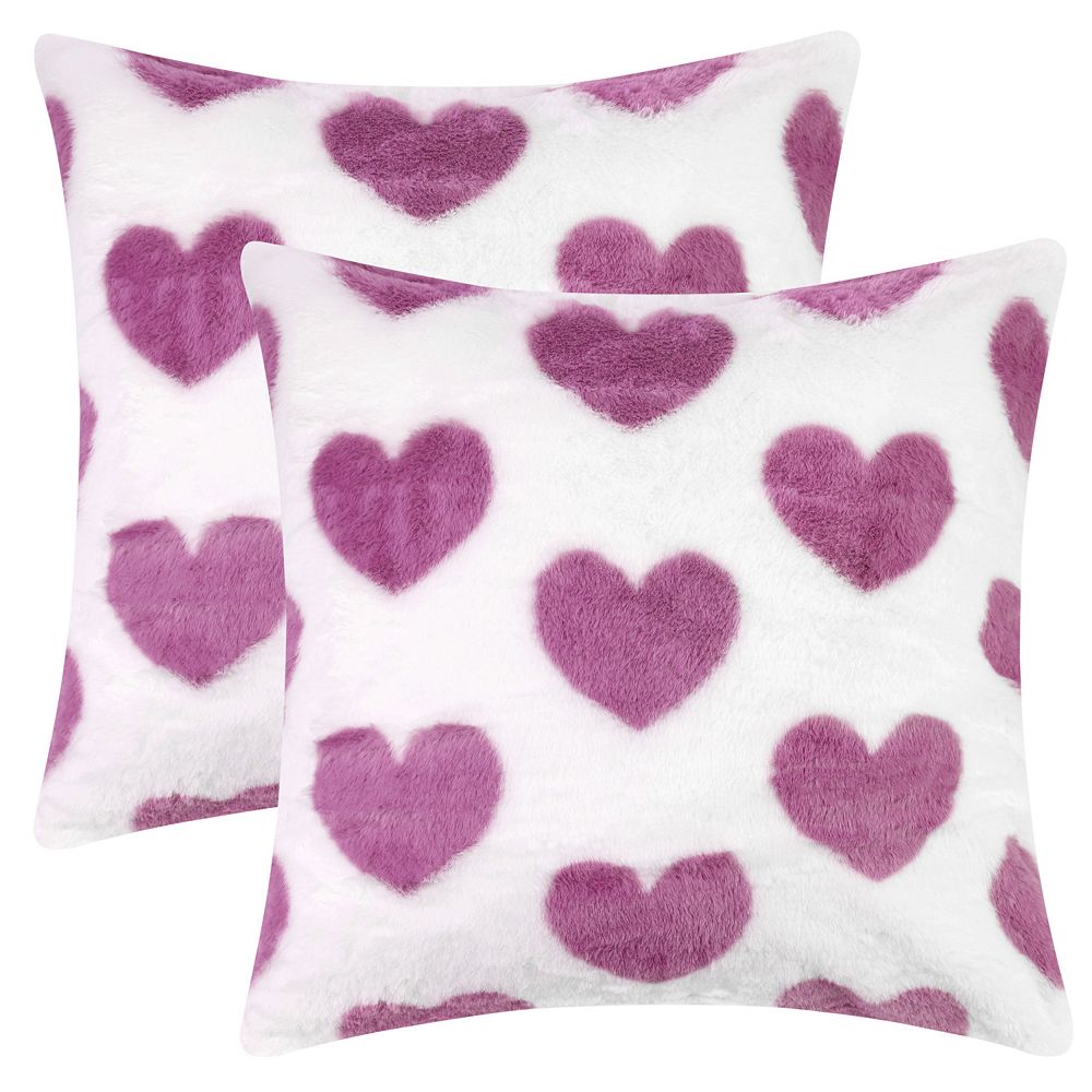 Cute Cartoon Heart Pattern Pillow Covers 2 Packs Soft Plush Pillowcases ...