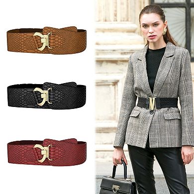 Elastic High Waist Stretchy Slanted Wide Leather Belt Waist Belt For Women