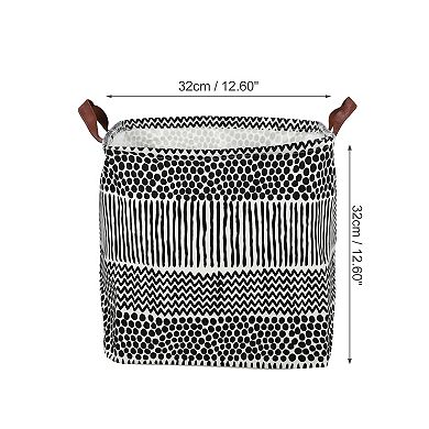 1 Pcs 30l Foldable Square Laundry Basket For Laundry Room Black White ...