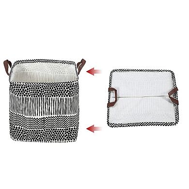 1 Pcs 30l Foldable Square Laundry Basket For Laundry Room Black White ...