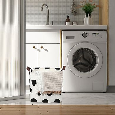 1 Pcs 30l Foldable Square Laundry Basket For Laundry Room Black White ...