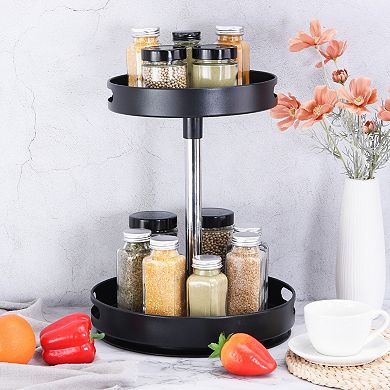 Organizer, 2 Tier Rotating Spice Rack Organizer With Turntable Height ...
