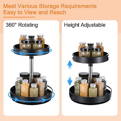 Organizer, 2 Tier Rotating Spice Rack Organizer With Turntable Height ...