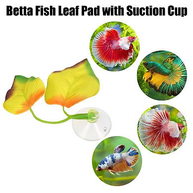 4pcs Betta Fish Leaf Pad Hammock Resting Hide Plants Decoration Yellow ...