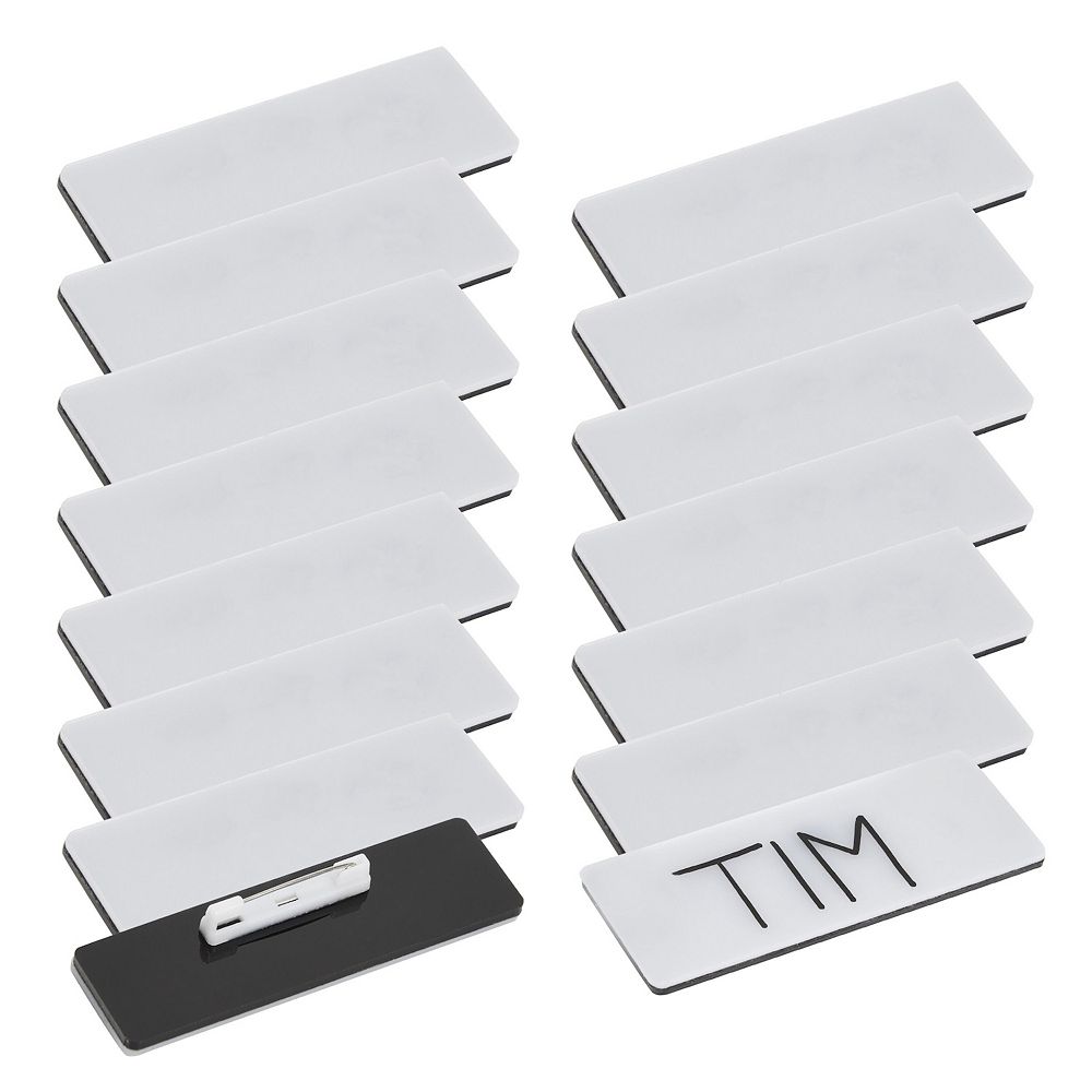 White Blank Name Tag Pins For Employee Id Badges, Retail (3 X 1 In)