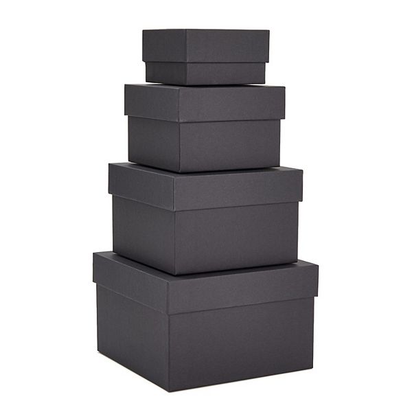 4 Pack Square Nesting Gift Boxes, Decorative Boxes With Lids In 4 Sizes ...