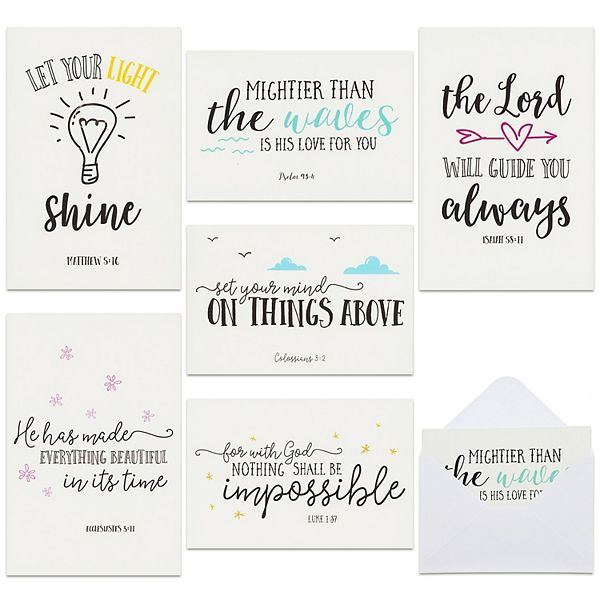 48 Pack Christian Greeting Cards With Inspirational Bible Verses, 4x6 In