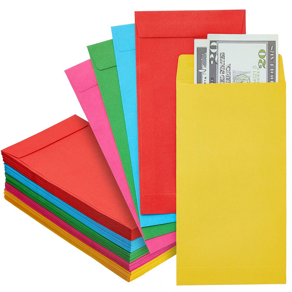 100 Pack Colorful Money Envelopes For Cash, Payroll, Money Saving (3 ...
