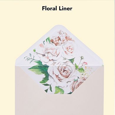 A7 Ivory Invitation Envelopes With Floral Liner For Weddings, Birthday ...