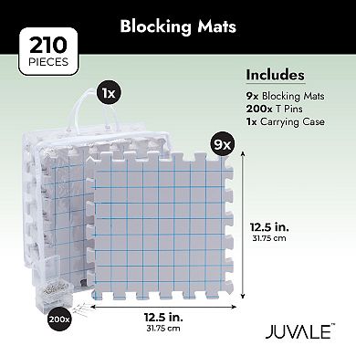 Extra Thick Blocking Mats For Knitting & Crochet, 200 T Pins, Storage ...