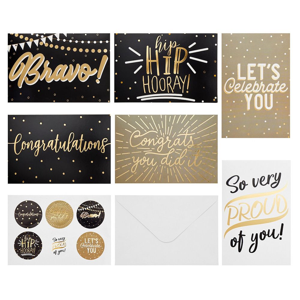 24 Pack Graduation Card Set With Envelopes And Sticker Seals, 6 Designs ...