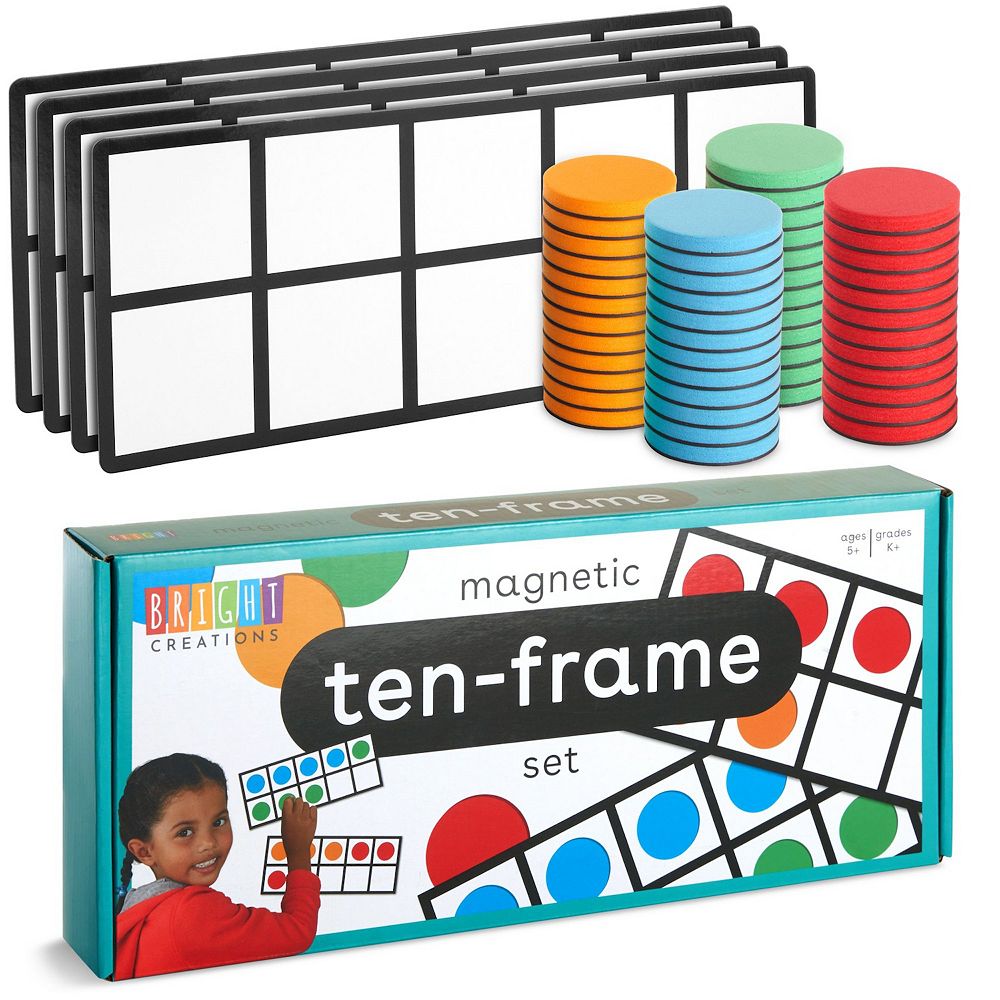 4 Pack Giant Magnetic Ten Frames With 48 Math Counters For Classroom ...
