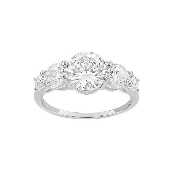 Primrose Sterling Silver Cubic Zirconia Graduated Cluster Ring