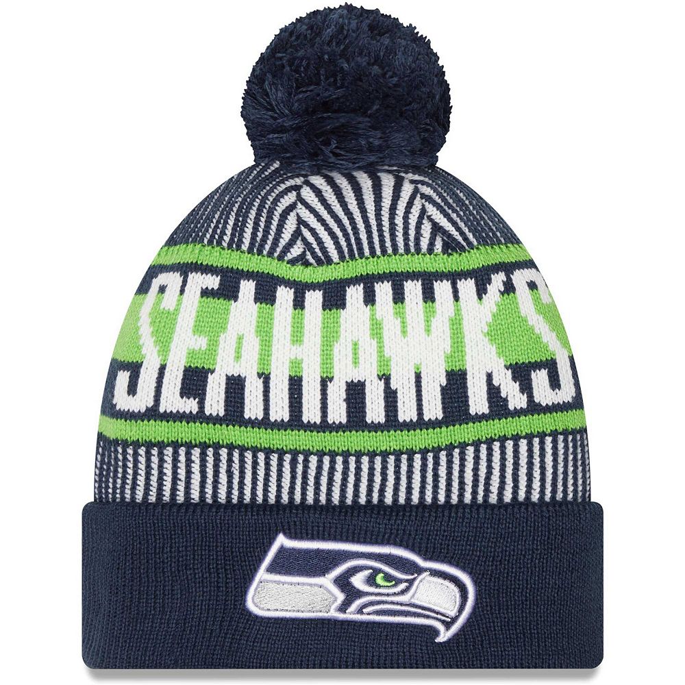 Men's New Era College Navy Seattle Seahawks Striped Cuffed Knit Hat ...
