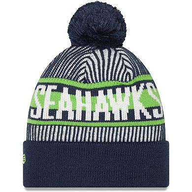 Men's New Era College Navy Seattle Seahawks Striped Cuffed Knit Hat ...