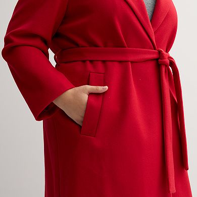 Plus Size Nine West Long Wrap Coat