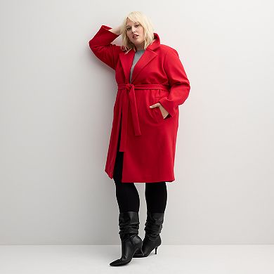Plus Size Nine West Long Wrap Coat