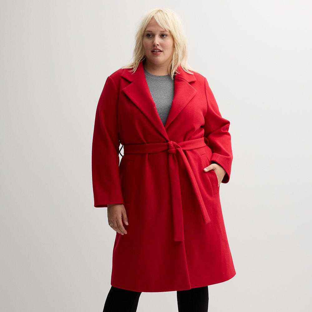Plus Size Nine West Long Wrap Coat