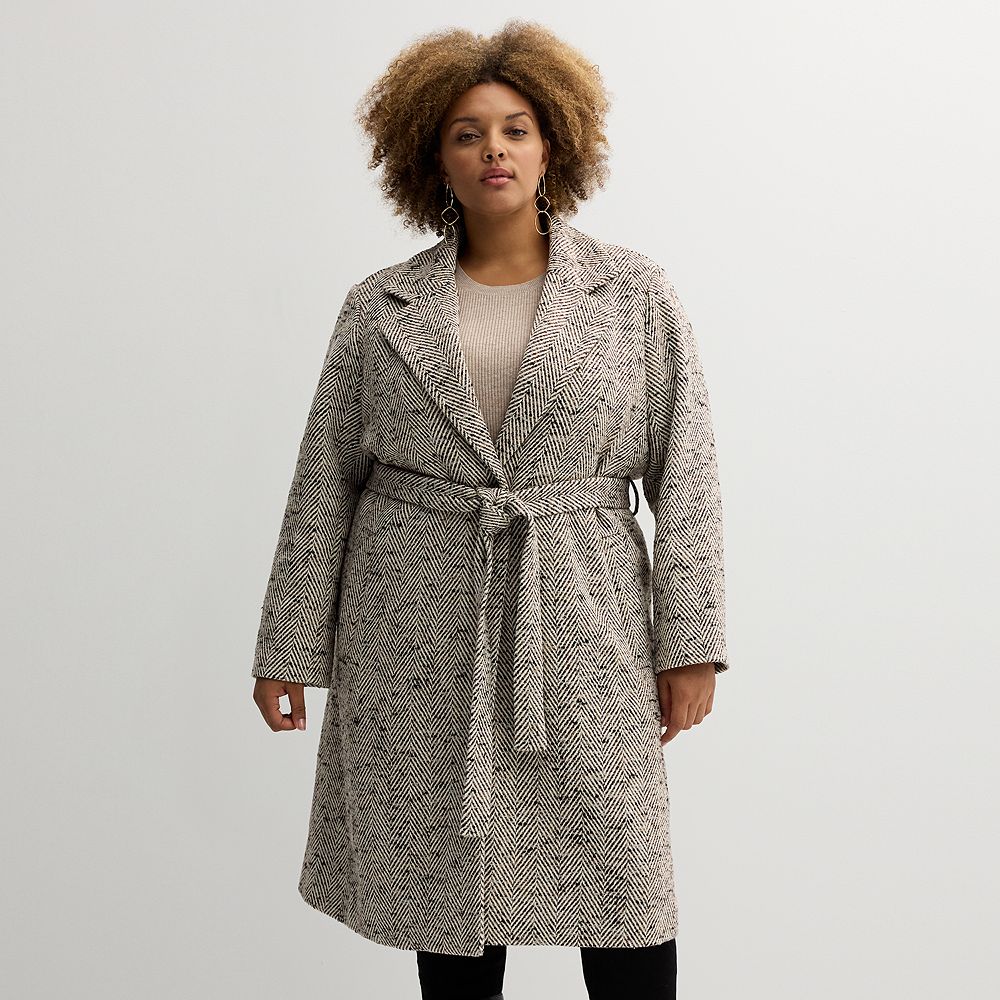 Plus Size Nine West Long Wrap Coat