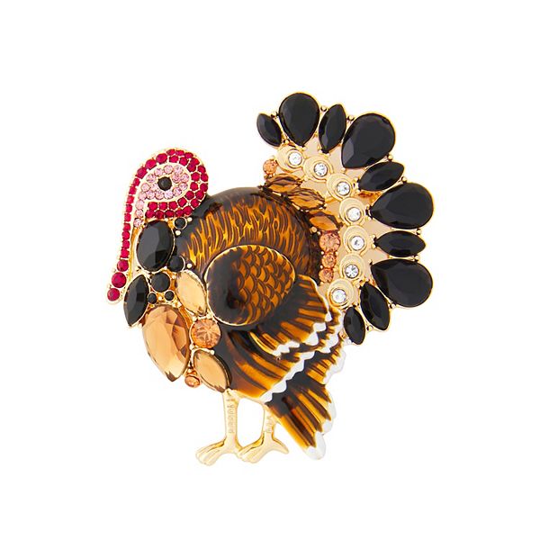 Napier Gold Tone Autumn Turkey Pin