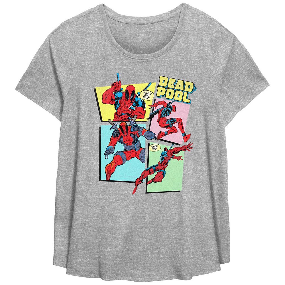 Plus Size Marvel Deadpool Comic Panels Graphic Tee