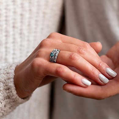 Stella Grace 10k White Gold 1 Carat T.W Blue Diamond Bridal Ring Set