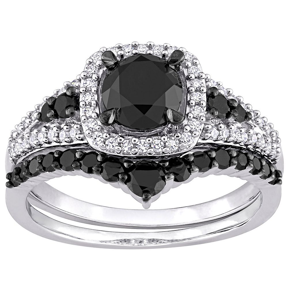 Stella Grace 10k White Gold 1 1/2 Carat T.W Black & White Diamond ...