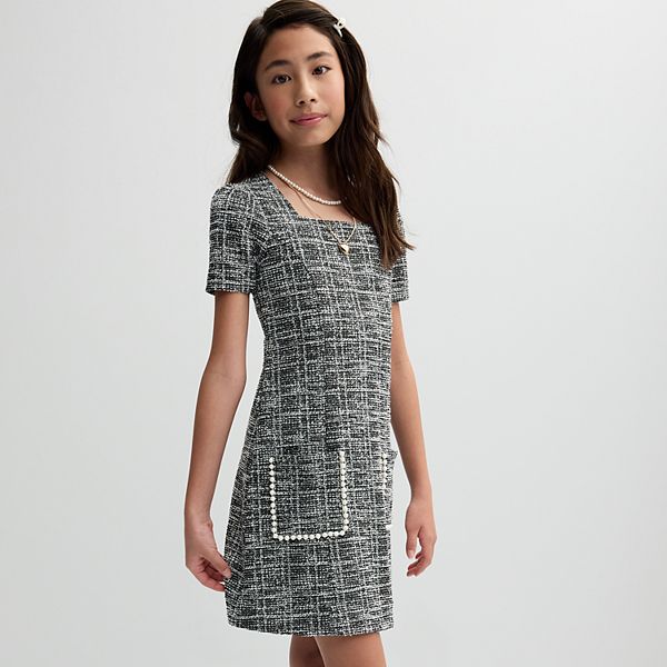 Girls 4-16 Speechless Square Neck Boucle Dress