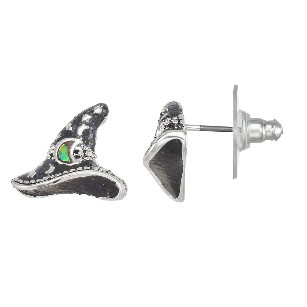 Napier Gold Tone Trick or Treat Witch Hat Stud Earrings