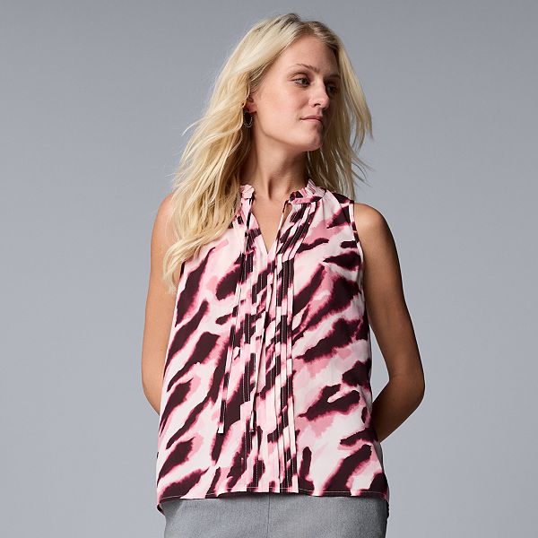 Womens Simply Vera Vera Wang Tie Front Pintuck Top